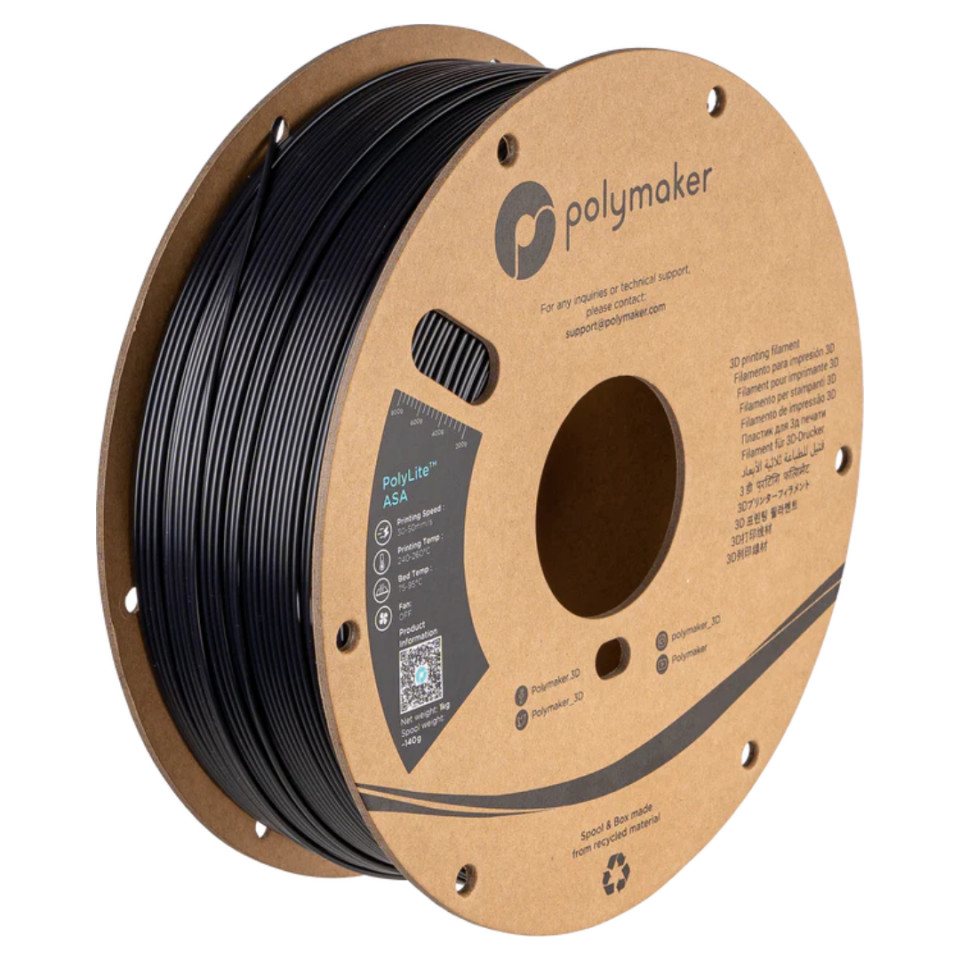 Polymaker PolyLite ASA Black 1kg | Filamente3D.ro