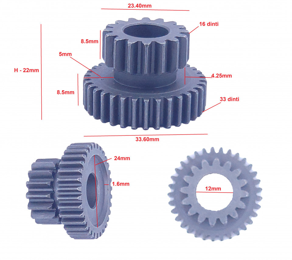 Roata dintata dubla pistol impact electric NR.1277