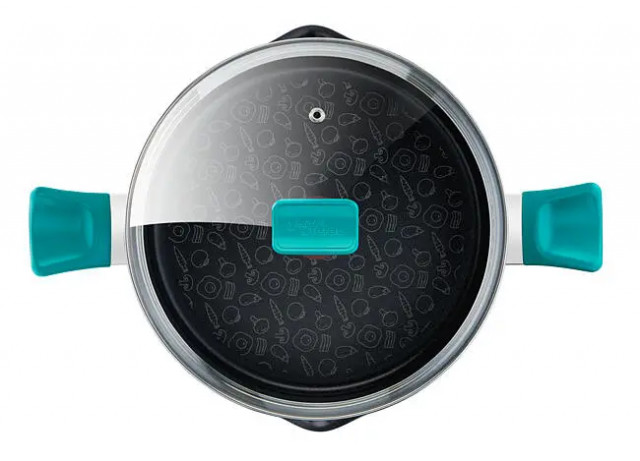 Cratita cu capac Tefal Chefclub, 24cm, 5.4L, aluminiu, inductie, verde