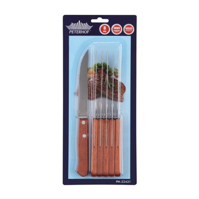 Set 6 cutite pentru friptura cu lama inox Peterhof, lama zimtata