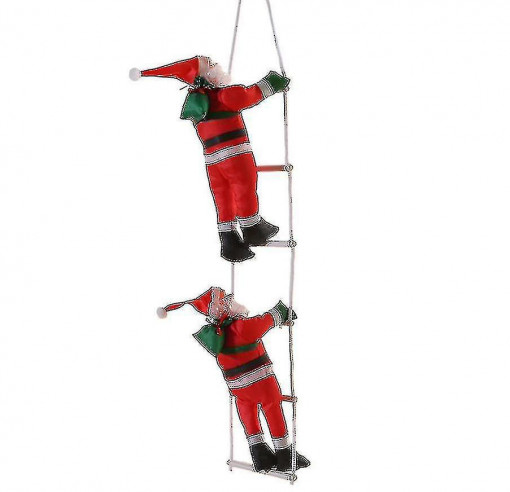 Set 2 Moși Crăciuni Alpinisti, 25 cm , Urca pe Scara in Pomul de Crăciun