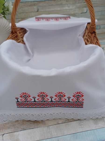 Stergar brodat pentru coș coliva -Model traditional Creasta de Cocos