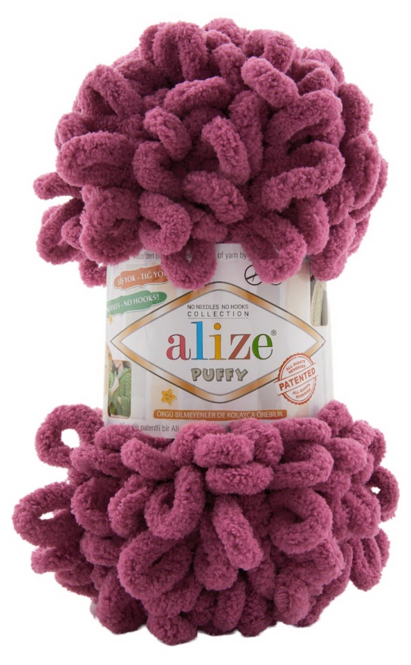 Fir de tricotat - Fire tip mohair din acril ALIZE PUFFY ROZ 974