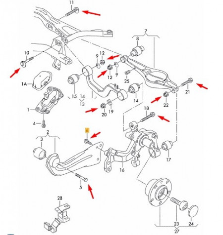 Set suruburi brate suspensie spate VW Golf 5 - Passat 2003 - 2009