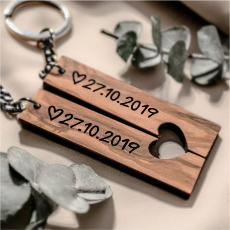 Set 2 brelocuri gravate -Inima cuplu