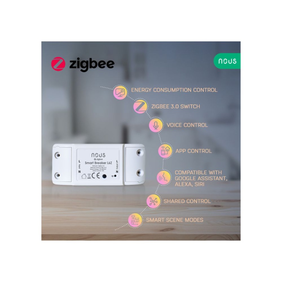 Nous L6Z smart Tuya Zigbee relay switch module with power meter