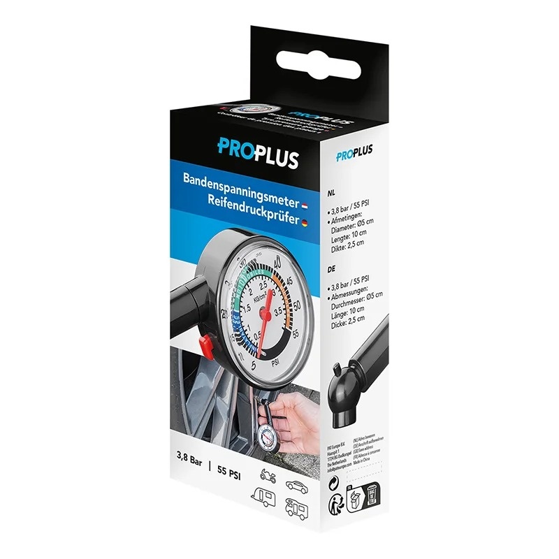 Pressure gauge with analogue display for measuring wheel pressure