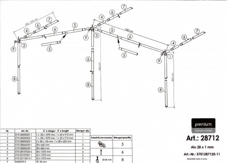 Cadru cort complet pentru rulote (fara streasina, ptr cort "Solera")