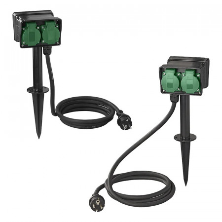 Priza multipla pentru exterior, protectie IP44, 2 posturi