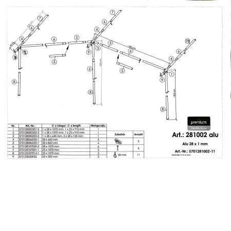 Cadru cort complet universal din aluminiu pentru rulote, prindere bete ...