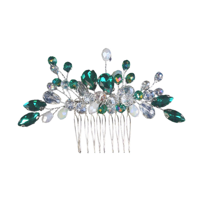 Accesoriu par argintiu, stil pieptene, cu pietre albastre, Midnight Blue