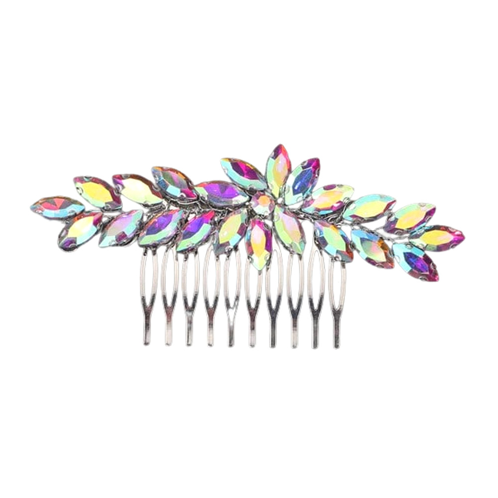 Accesoriu par argintiu, stil pieptene, cu pietre albastre, Midnight Blue