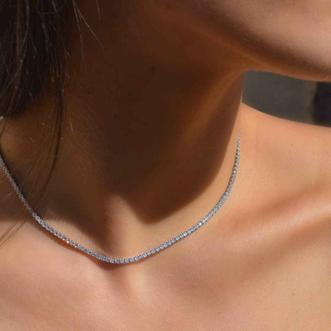 Colier tennis din argint, reglabil, cu pietre din zirconiu de 2mm, Noelle