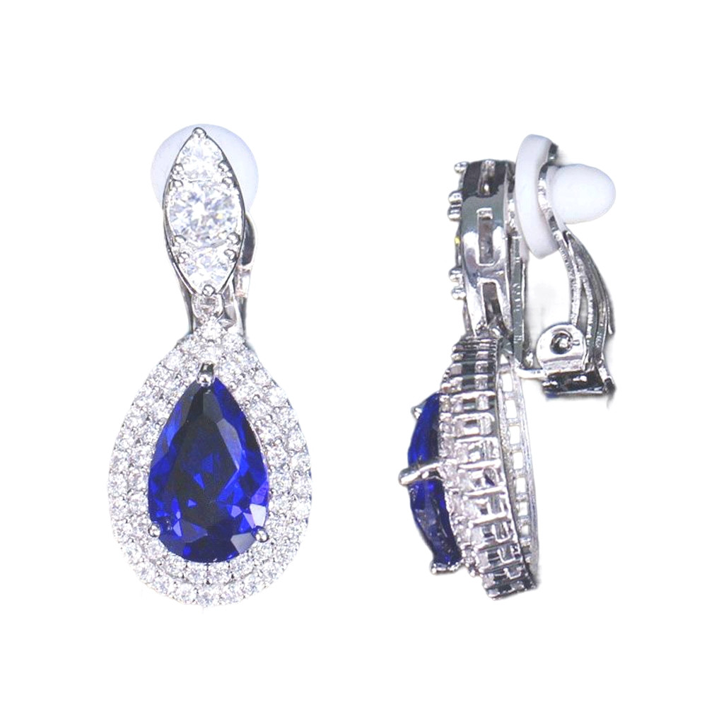 Accesoriu par argintiu, stil pieptene, cu pietre albastre, Midnight Blue