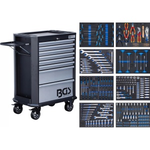 Banc de scule mobil pentru atelier, 8 sertare, 299 scule, BGS 4007