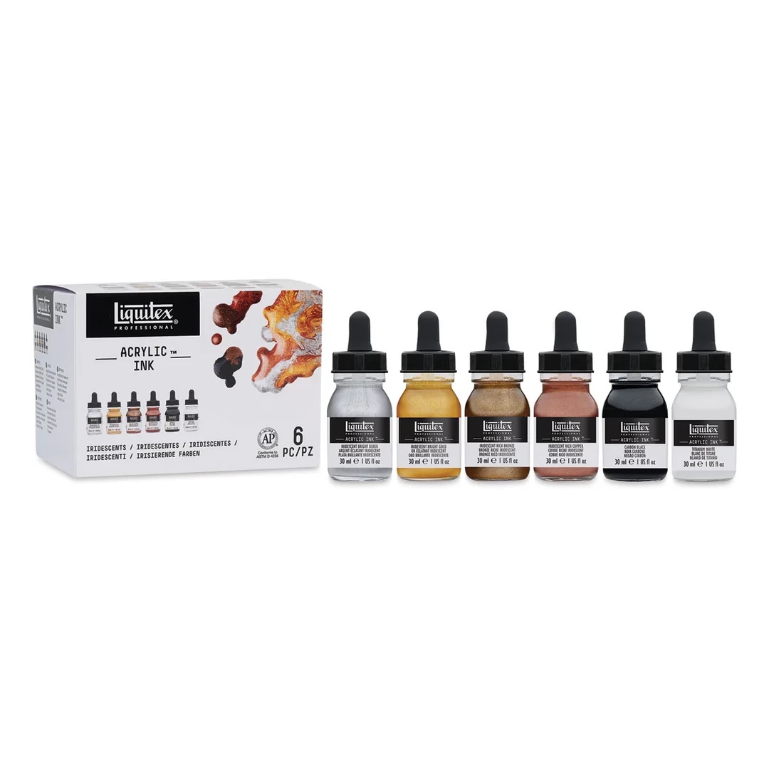 Acrylic Ink set 6x30ml Metalic