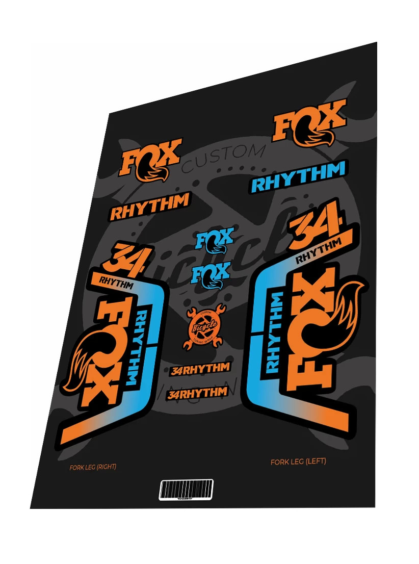 Stickere adezive furca FOX 34 Rhythm Orange Blue Gradient 2021 Bikexcs.ro