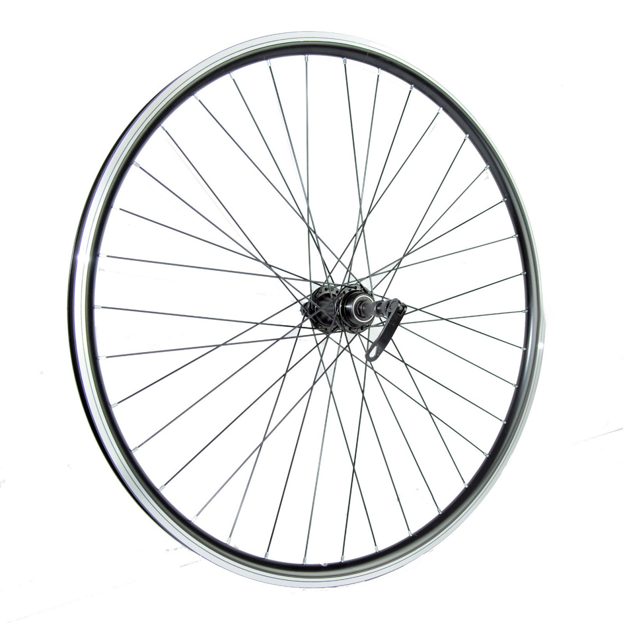 Roata spate 28 Fivestars V-brake, negru, butuc negru cu bile si QR ...