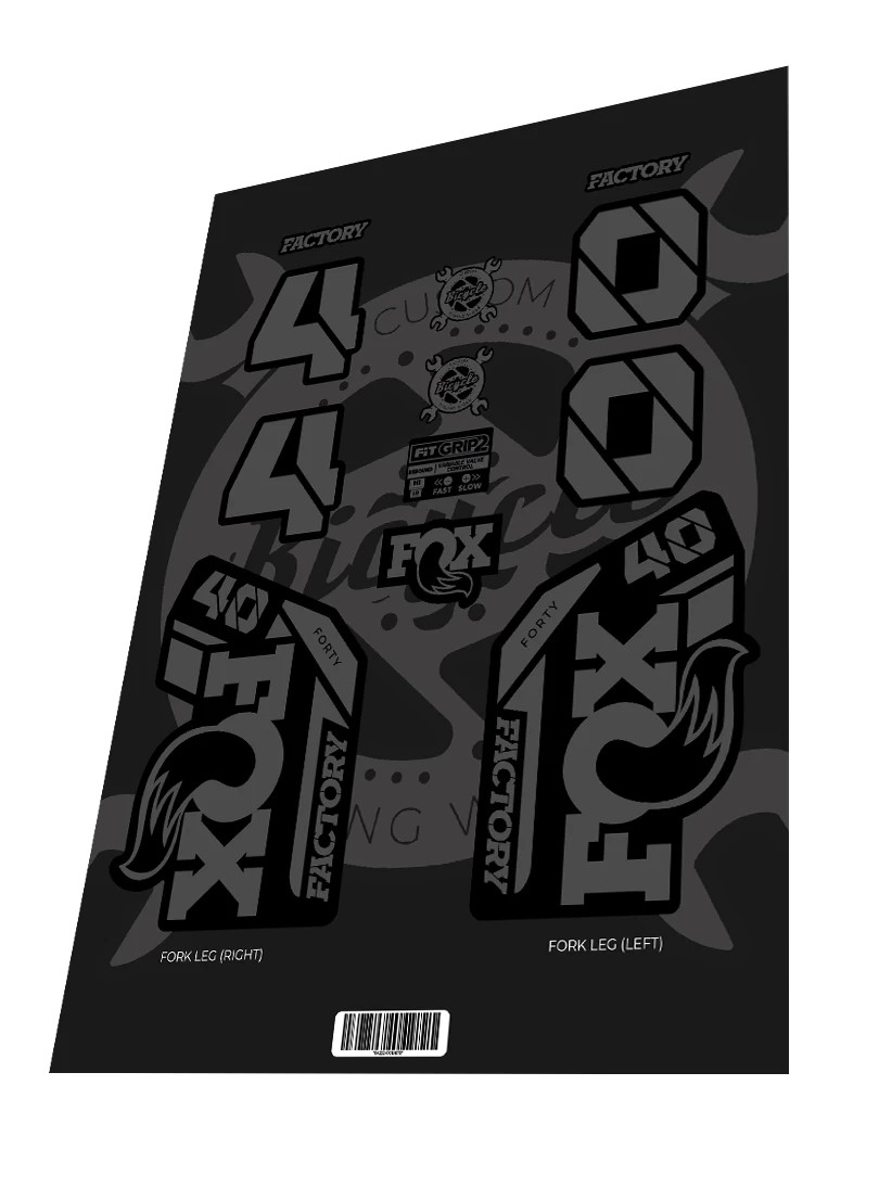 Stickere adezive furca FOX Factory 40 2022 Stealth Grey Bikexcs.ro