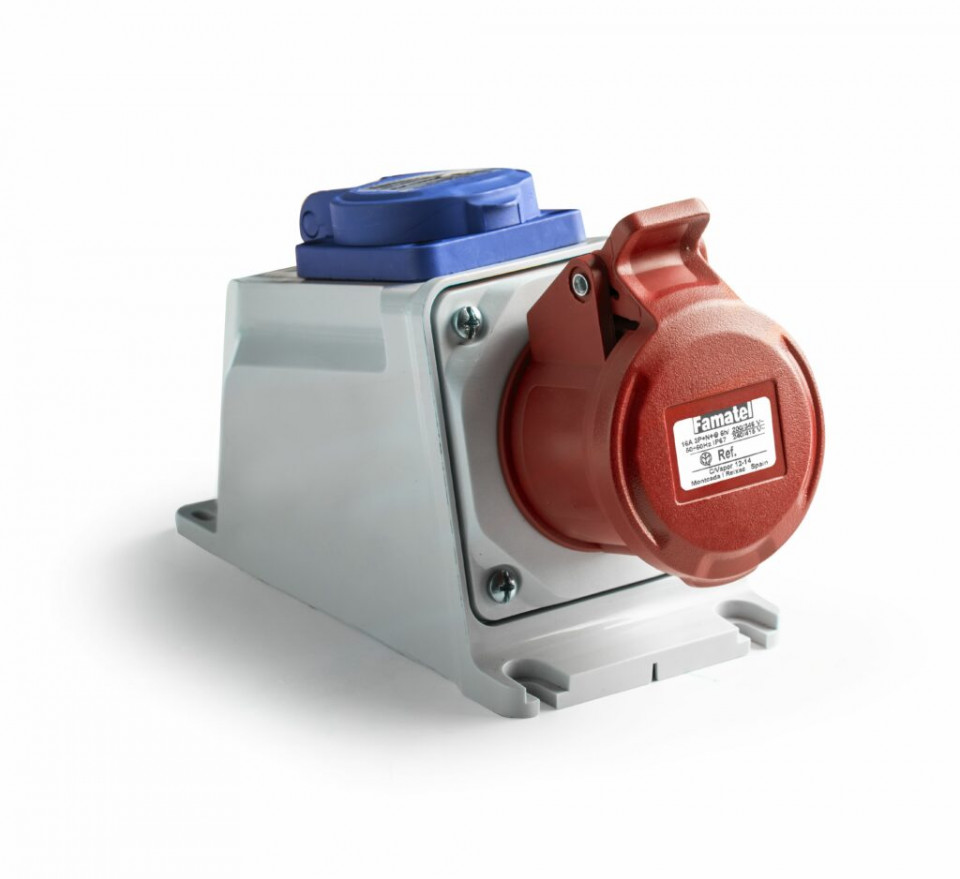 Priza industriala combinata 1x priza trifazata 400V 5P 32A 6h IP54 +1x ...