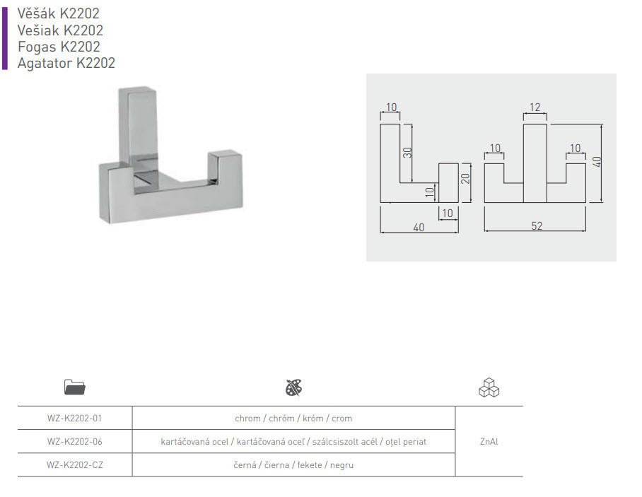 Agățătoare dublă cuier, inox pentru Riflaj