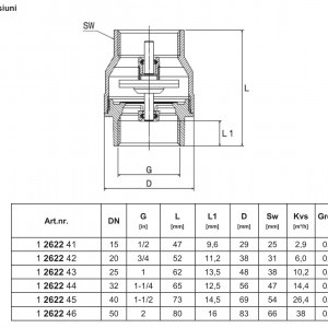 Clapeta de sens Herz, DN50 (2''), PN25, cod 1 2622 46