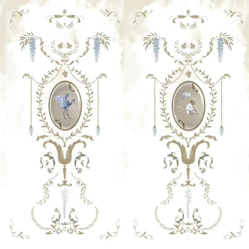 Royal Animals White Wallpaper