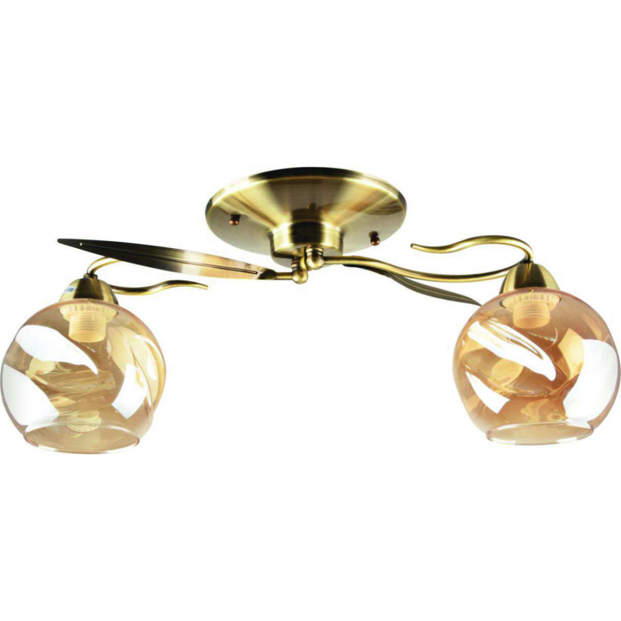 Lustra Crinkle, 2 becuri, dulie E27, bronz, transparenta, metal, sticla ...