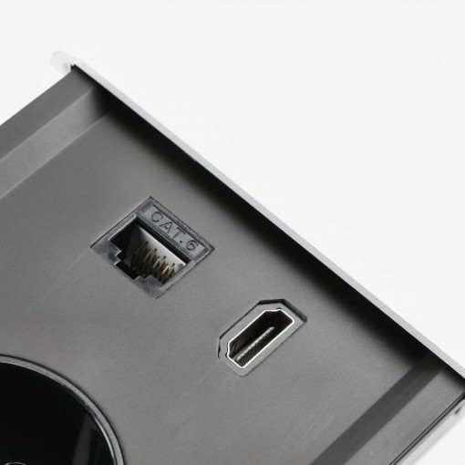 Priza incorporabila dreptunghiulara, 2 prize schuko, USB A+C, priza ...