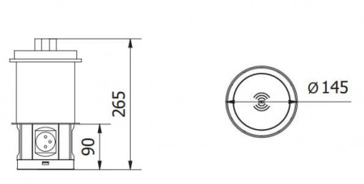 Priza incorporabila turn, 4 prize schuko, 2 porturi USB A, 2 porturi ...