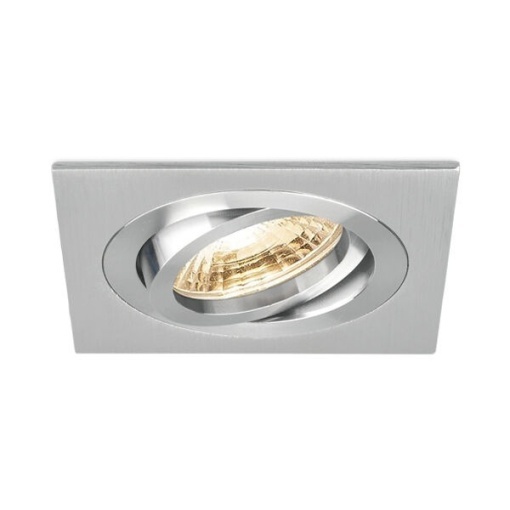 Spot incastrat patrat, aluminiu, argintiu periat, IP20, Braytron ...