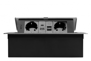 Priza incastrabila dreptunghiulara MULTISOFT, 2x Schuko, USB A+C, RJ45 ...