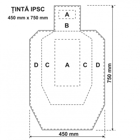 Tinta tragere poligon IPSC/IDPA, 450 x 750 mm, 50 bucati/set