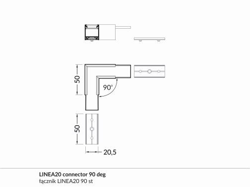 Element colt 90 grade profil LED Linea20 - 1 buc