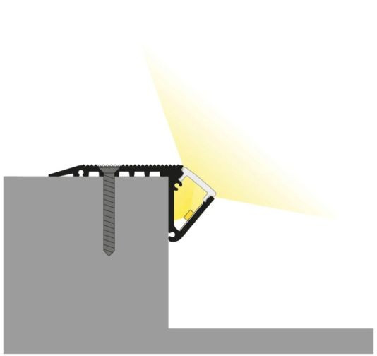 Profil LED de trepte UP-BOLD12, negru, lungime 2m