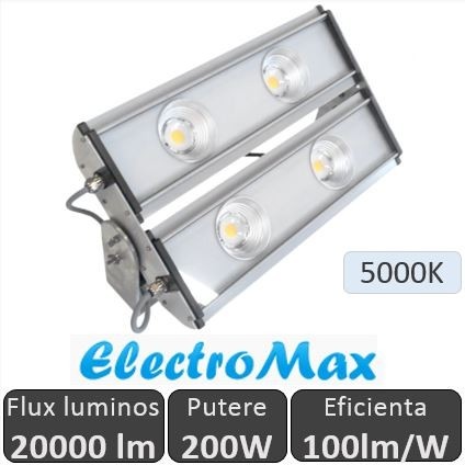 Proiector LED industrial cu 4 LEDuri 200W, alb-rece