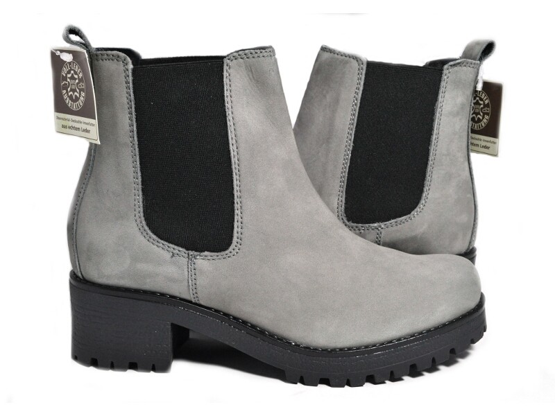Botine gri din piele naturala Nora DB5