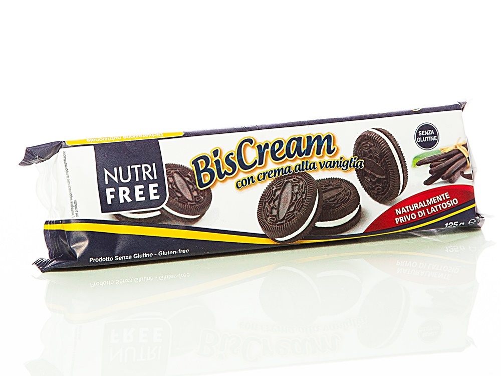 NutriFree BisCream Biscuiti fara gluten cu crema de vanilie x 125 grame
