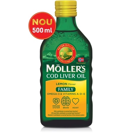 Moller's Cod Liver Oil Omega3 cu lamaie Family x 500ml