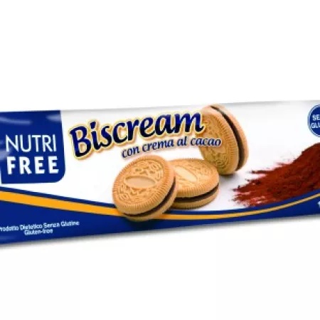 NutriFree BisCream Biscuiti fara gluten cu crema de cacao x 125 grame