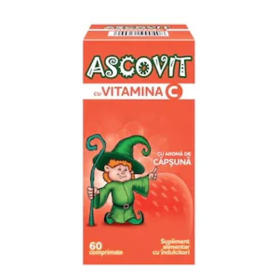 Ascovit Vitamina C 100mg cu aroma de capsuni x 20 comprimate