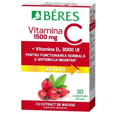 Beres Vitamina C 1500mg + Vitamina D3 3000UI x 30 comprimate