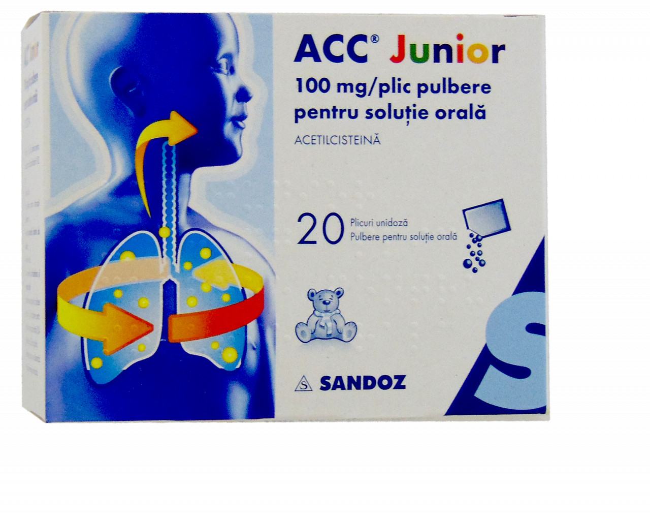 Acc Junior 100mg/plic pulbere pentru solutie orala x 20 plicuri