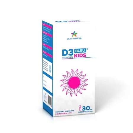 Vitamina D3 lipozomala + Vitamina K2 pentru copii Bleu Kids x 30ml