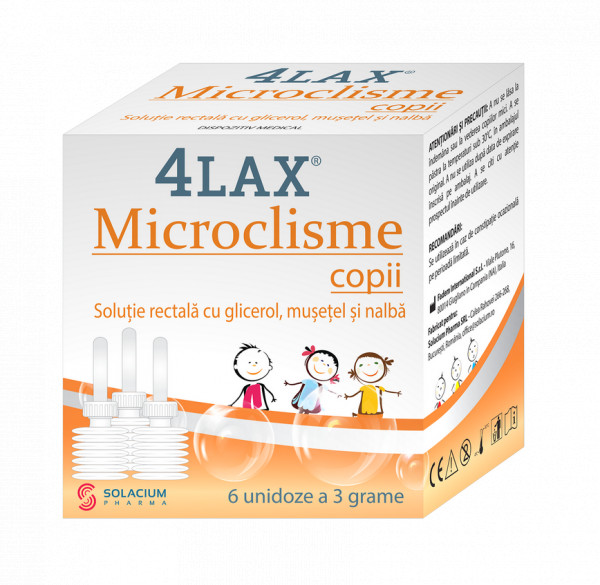 4LAX Microclisme pentru copii solutie rectala 3g x 6 microclisme