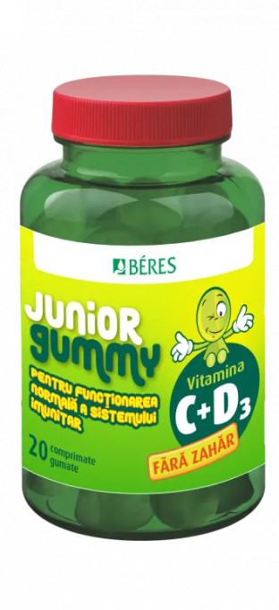 Beres Vitamina C + D3 Junior Gummy x 20 comprimate gumate
