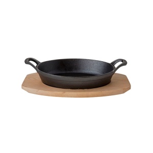 Set platou lemn cu vas fonta si 2 sosiere 38x25cm 9034895 | Rosehome.ro