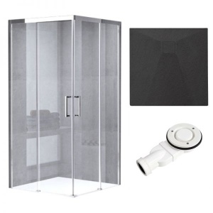 Cabina de dus KZ90B Patrata 90x90cm, Design Modern Crom + Cada de dus ...