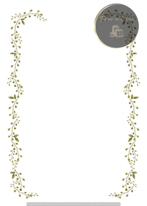 Invitație de nuntă minimalistă cu margini decorative din frunze