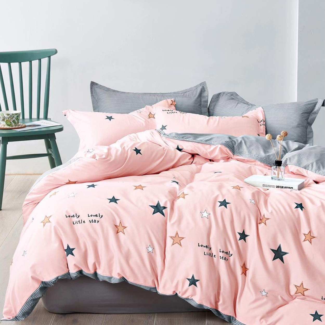 Lenjerie Policotton 4 Piese Lovely Stars Roz | Johnny Home | Model ...